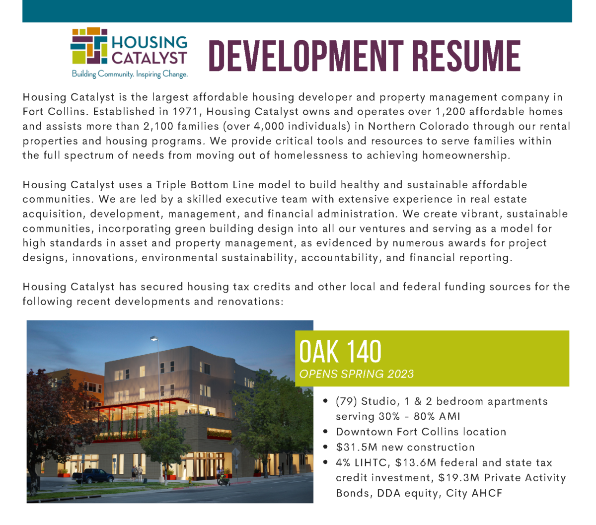 Development Portfolio – Housing Catalyst